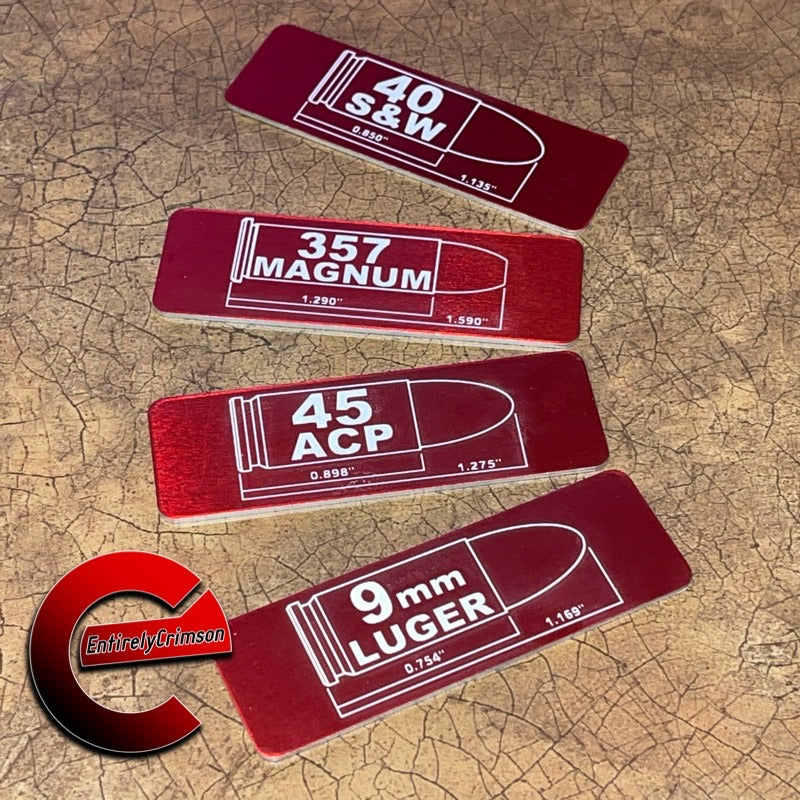 Custom engraved toolhead caliber ID tags – EntirelyCrimson